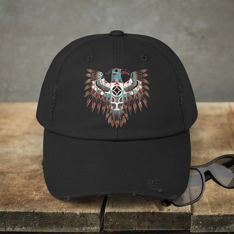 Tribal Eagle Totum Graphic Cap | Native American Art Style Distressed ...