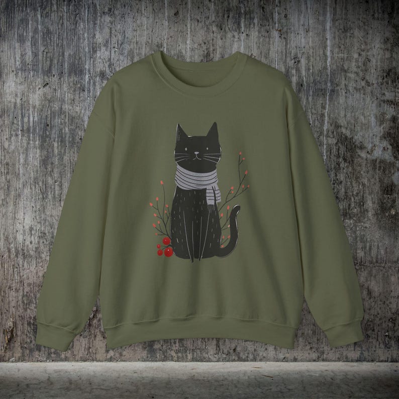 Minimalist Cat Sweatshirt, Cute Black Cat Shirt, Dapper Dressed Country ...