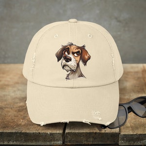 Funny Dog Distressed Baseball Cap, Unisex Cute Annoyed Dog Trucker Hat ...