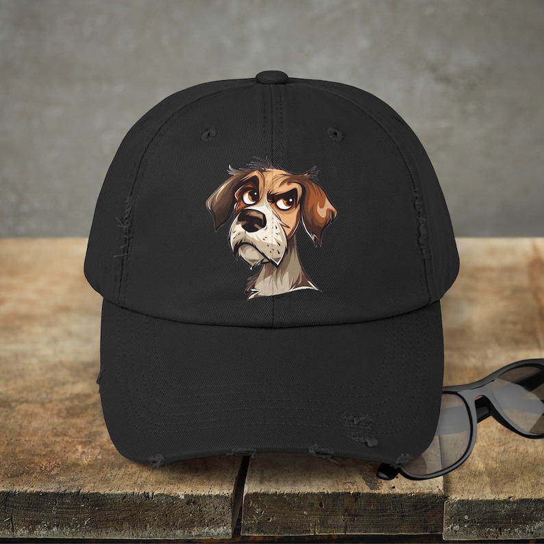 Funny Dog Distressed Baseball Cap, Unisex Cute Annoyed Dog Trucker Hat ...