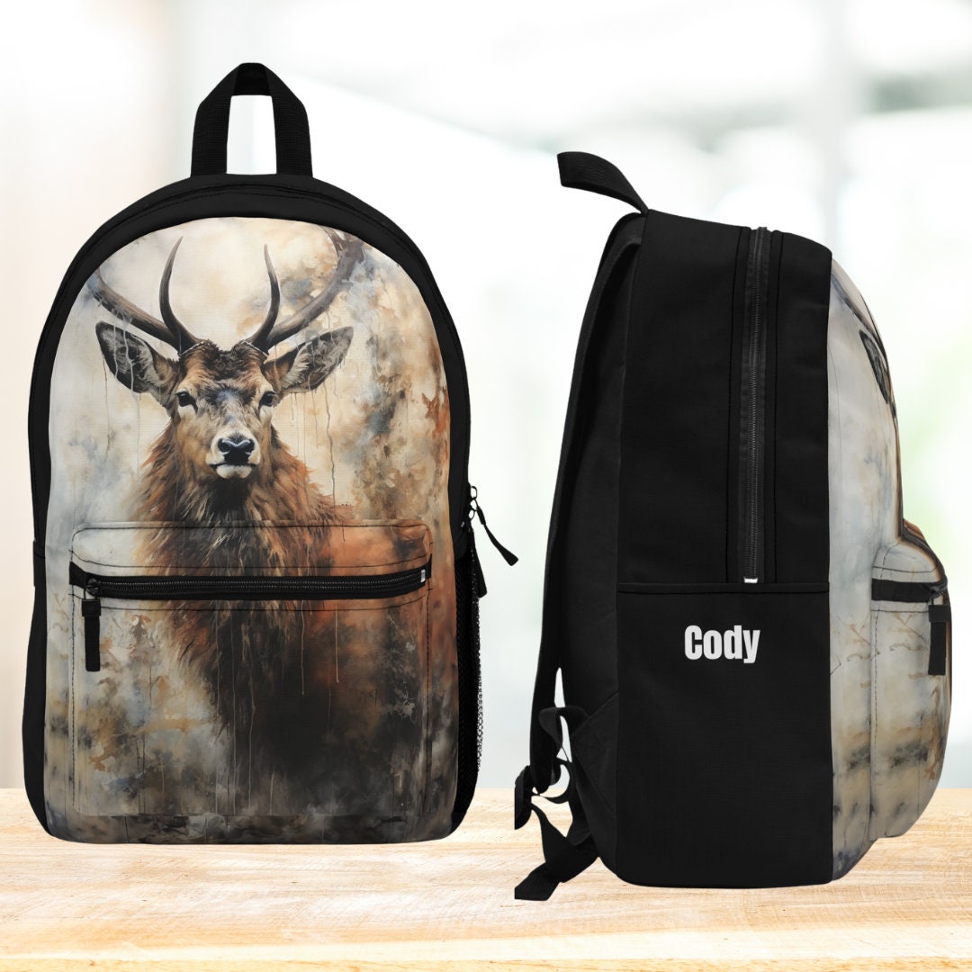 Personalized Boys Deer Hunter Backpack, Custom Stag Deer Bookbag ...