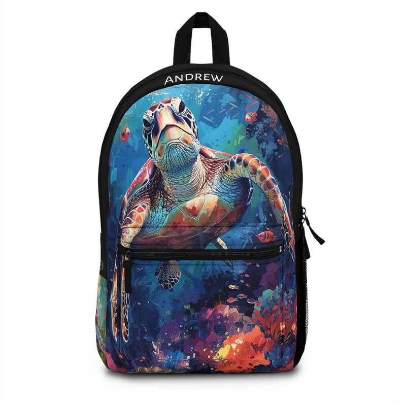 Personalized Sea Turtle Backpack, Ocean Lovers Art Bookbag, Original ...
