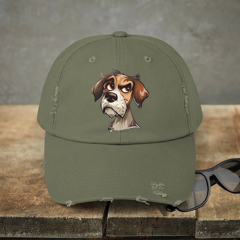 Funny Dog Distressed Baseball Cap, Unisex Cute Annoyed Dog Trucker Hat ...