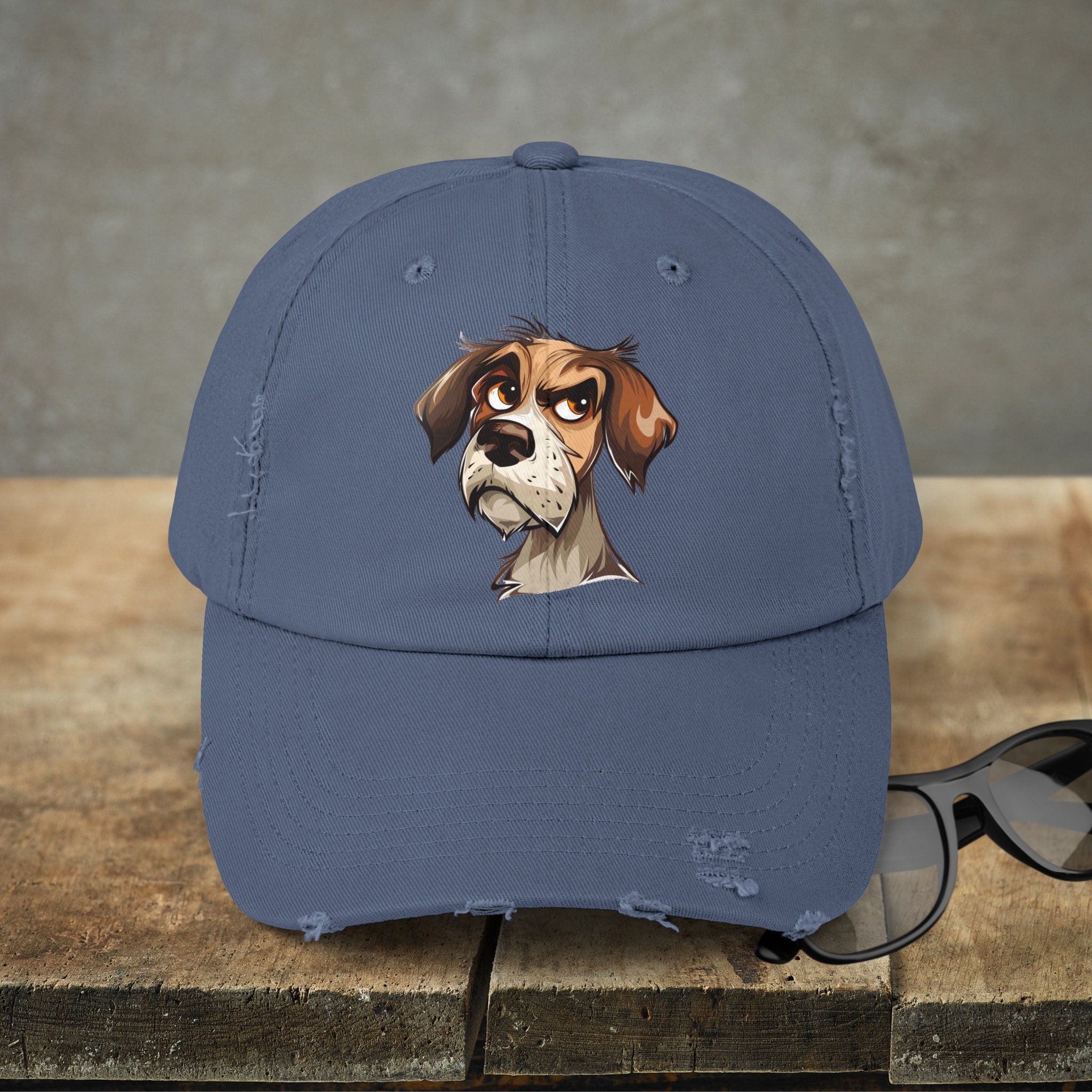 Funny Dog Distressed Baseball Cap, Unisex Cute Annoyed Dog Trucker Hat ...