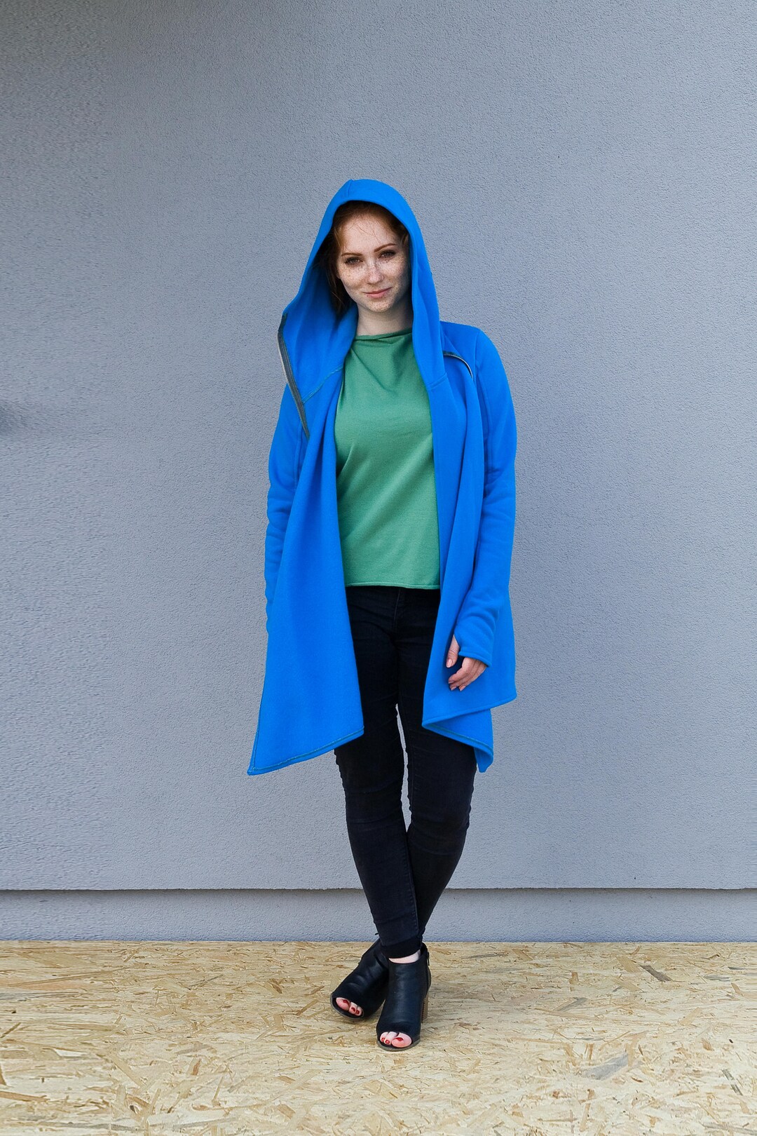 Blue Hoodie, Winter Sweatshirt, Hooded Hoodie, Plus Size Clothing ...