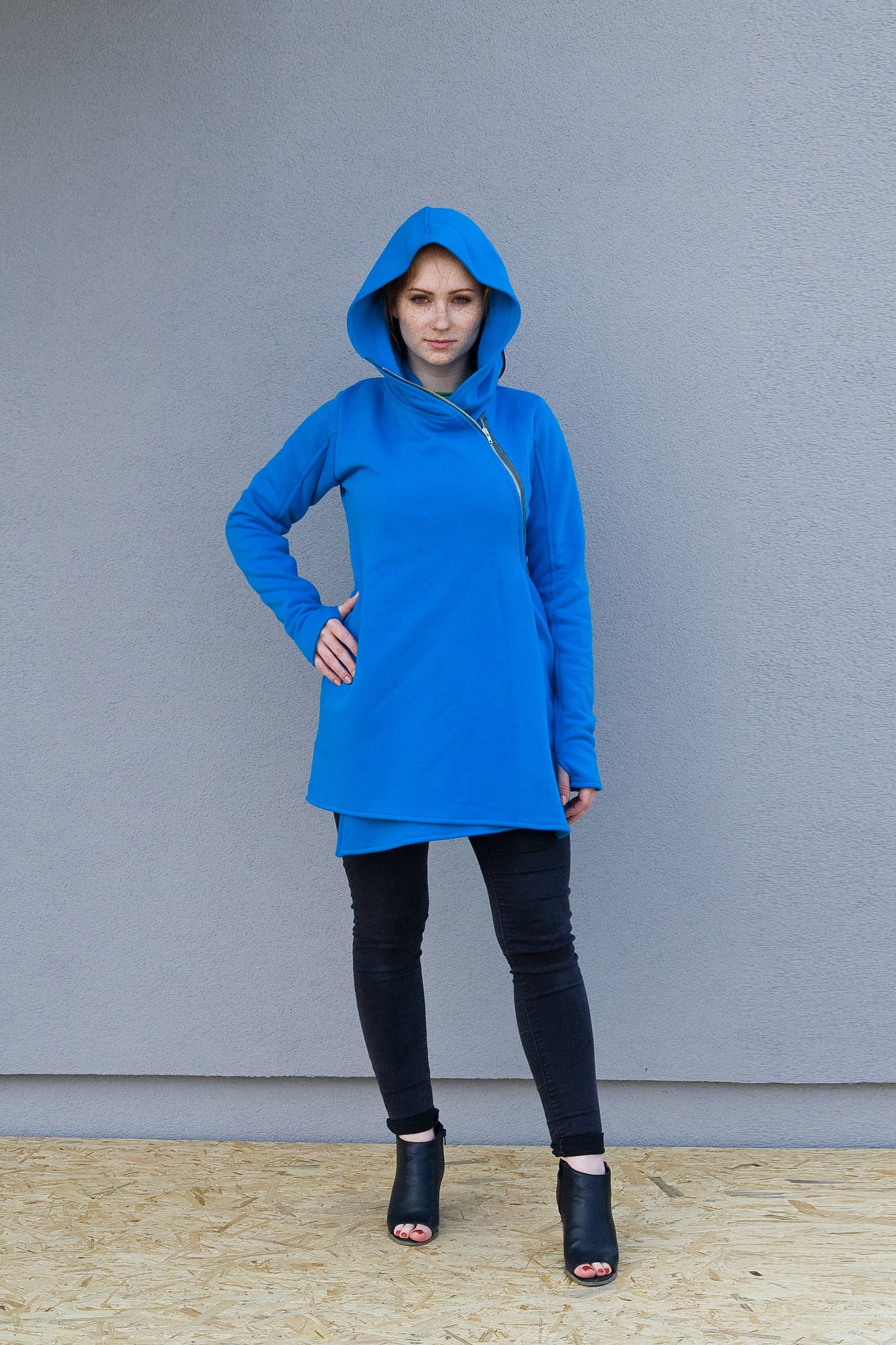 Blue Hoodie Winter Sweatshirt Hooded Hoodie Plus Size | Etsy