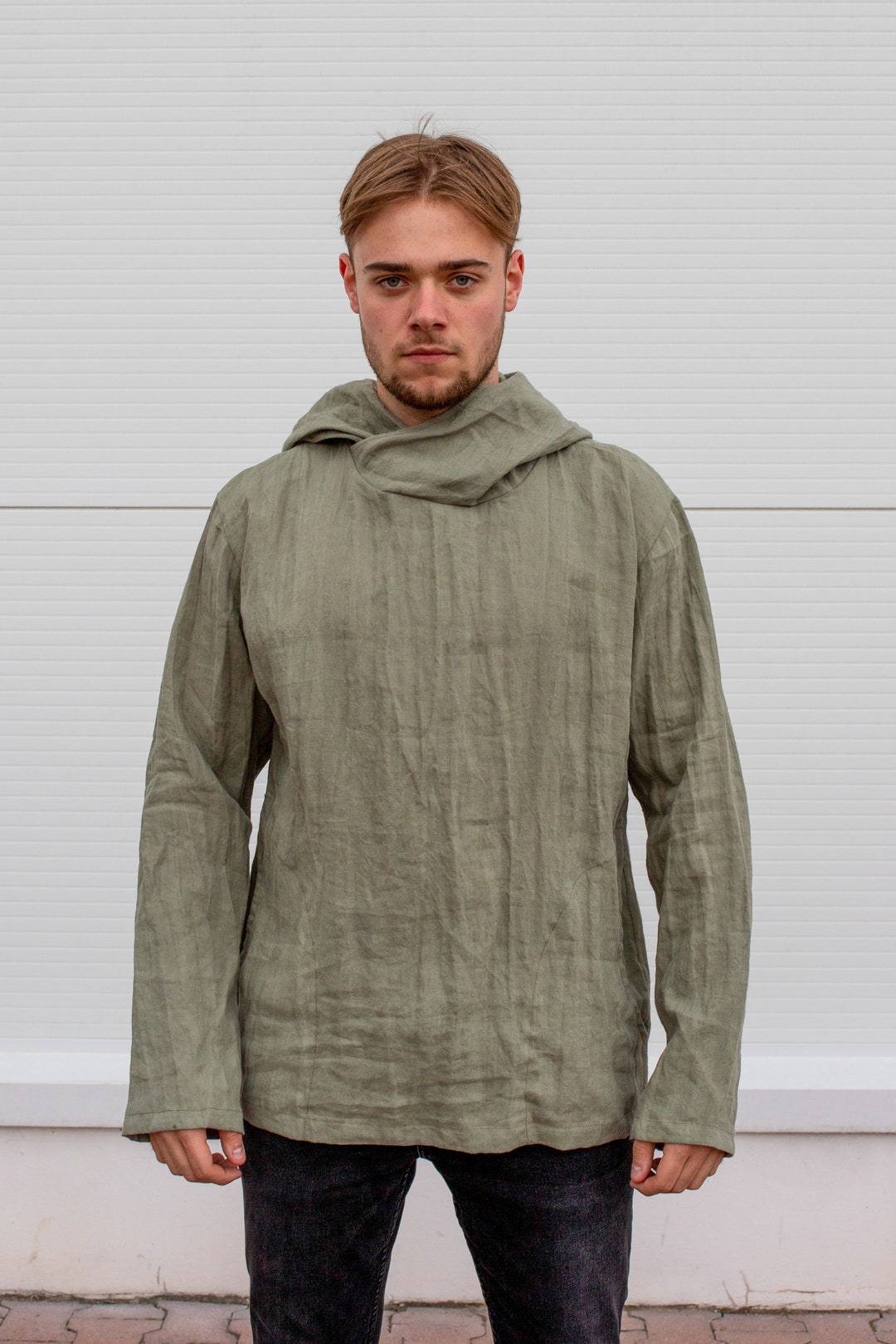 Jedi Hoodie, Wizard Hoodie, Linen Hooded Tunic, Medieval Hoodie, Linen ...