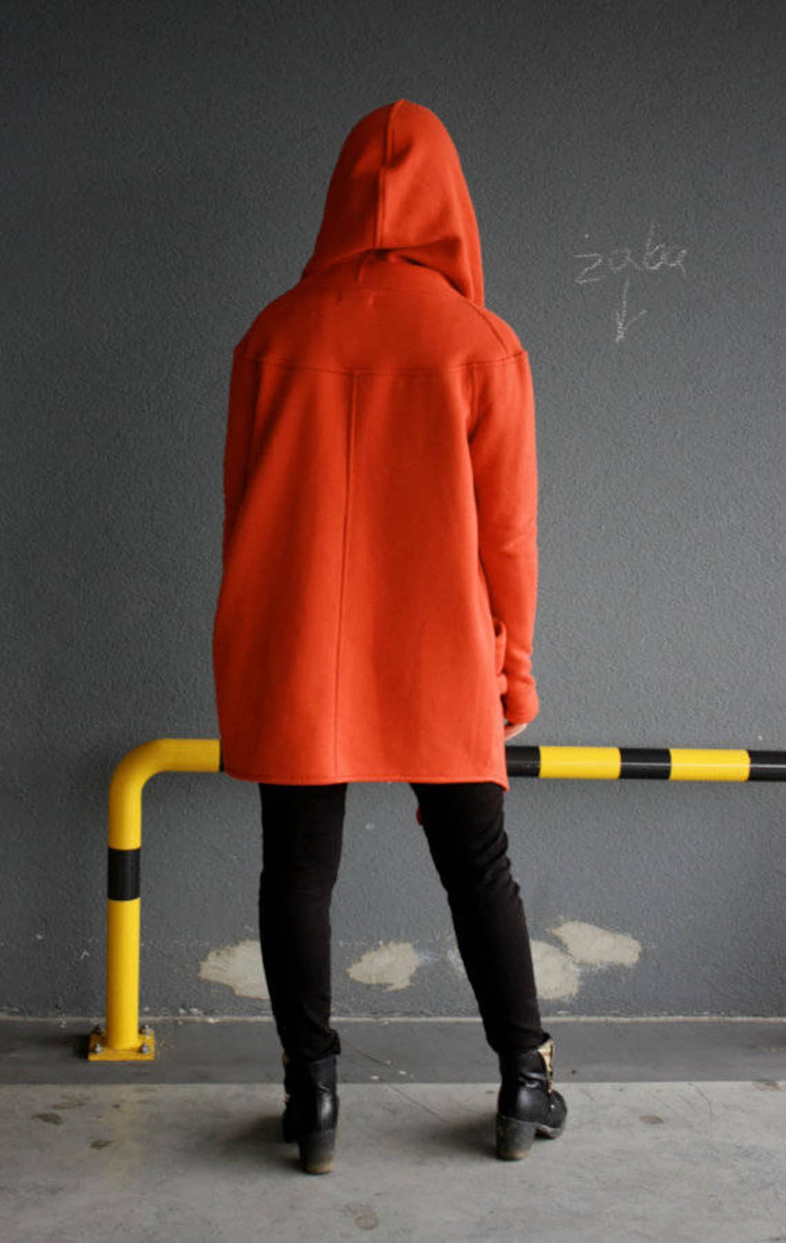 Burnt Orange Jacket Orange Hoodie Winter Jacket Hooded - Etsy