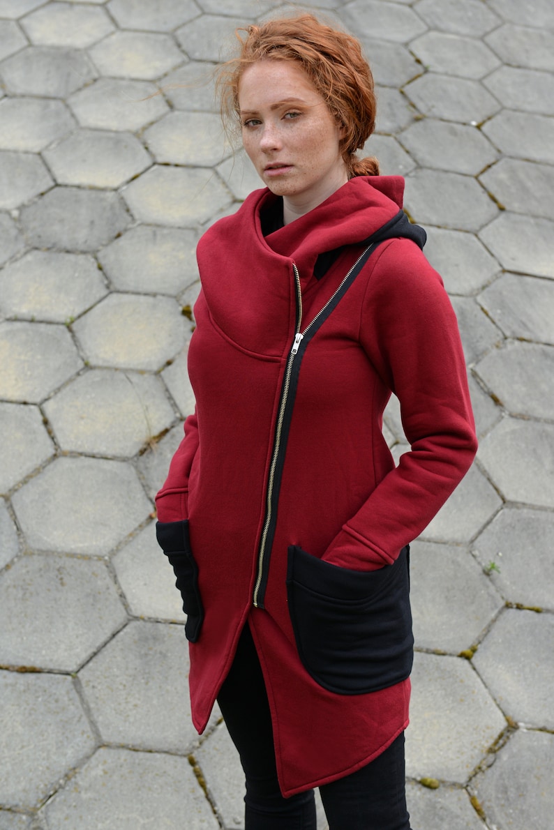 Hooded Coat Red Women Hoodie Big Hood Hoodie Plus Size - Etsy