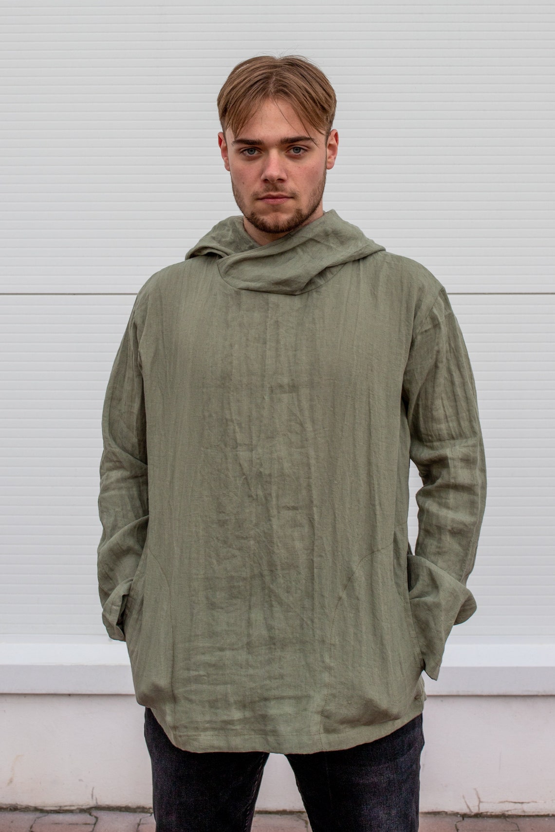 Jedi Hoodie, Wizard Hoodie, Linen Hooded Tunic, Medieval Hoodie, Linen ...