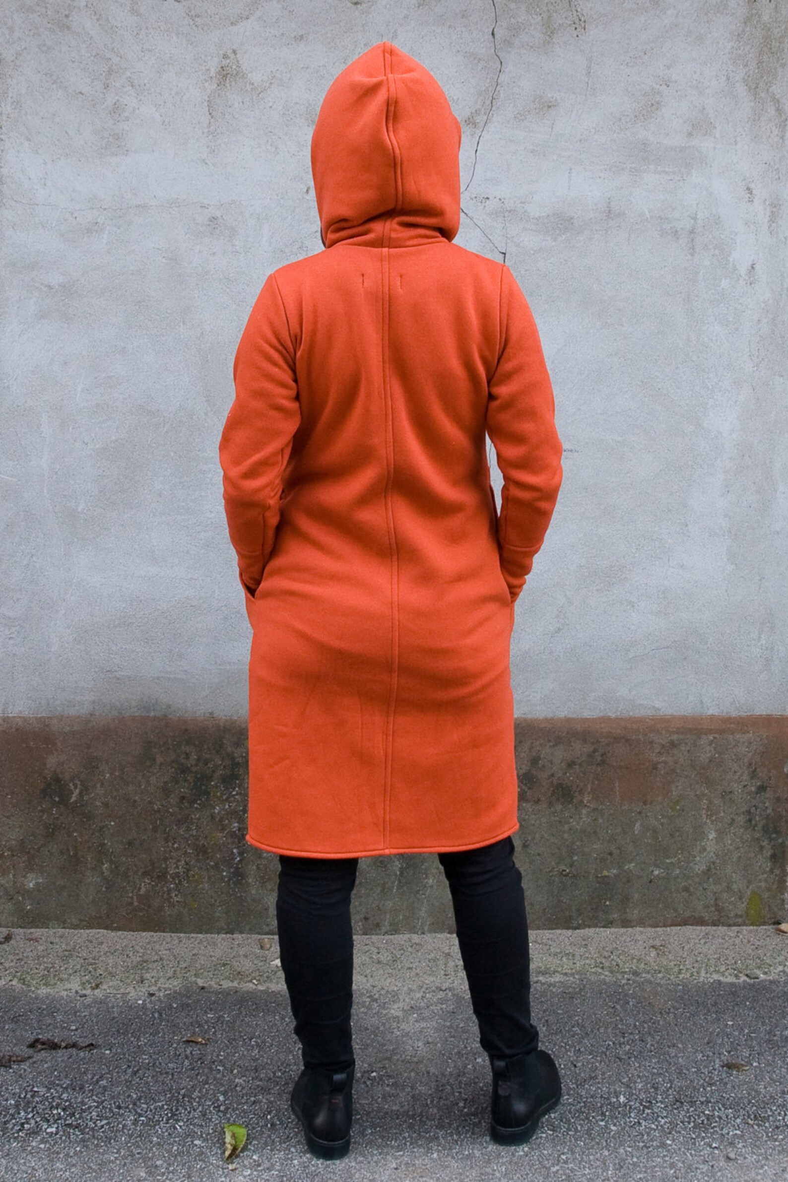 Burnt Orange Coat Asymmetrical Coat Zip up Coat Hoodie - Etsy