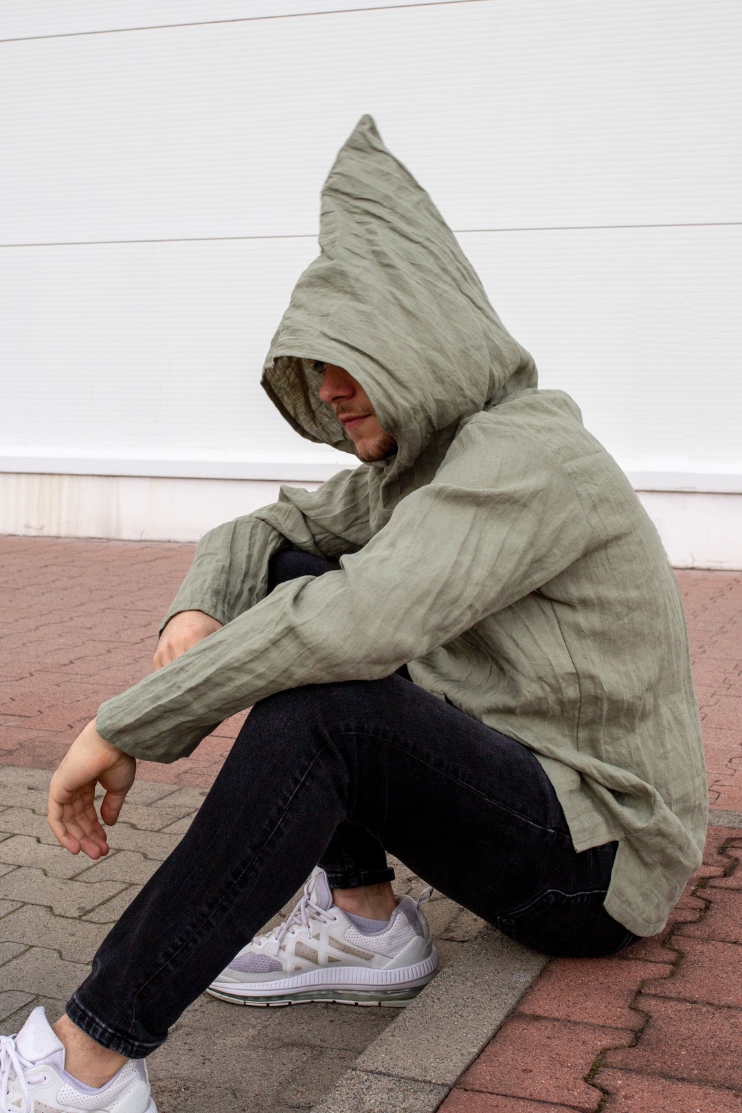 Linen Hooded Tunic, Mens Clothing, Shaman Clothing, Linen Clothing, Big ...