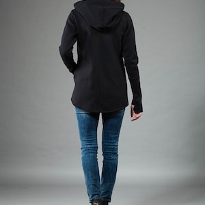 Black Wrap Jacket, Womens Clothing, Asymmetrical Wrap Jacket, Big Hood ...