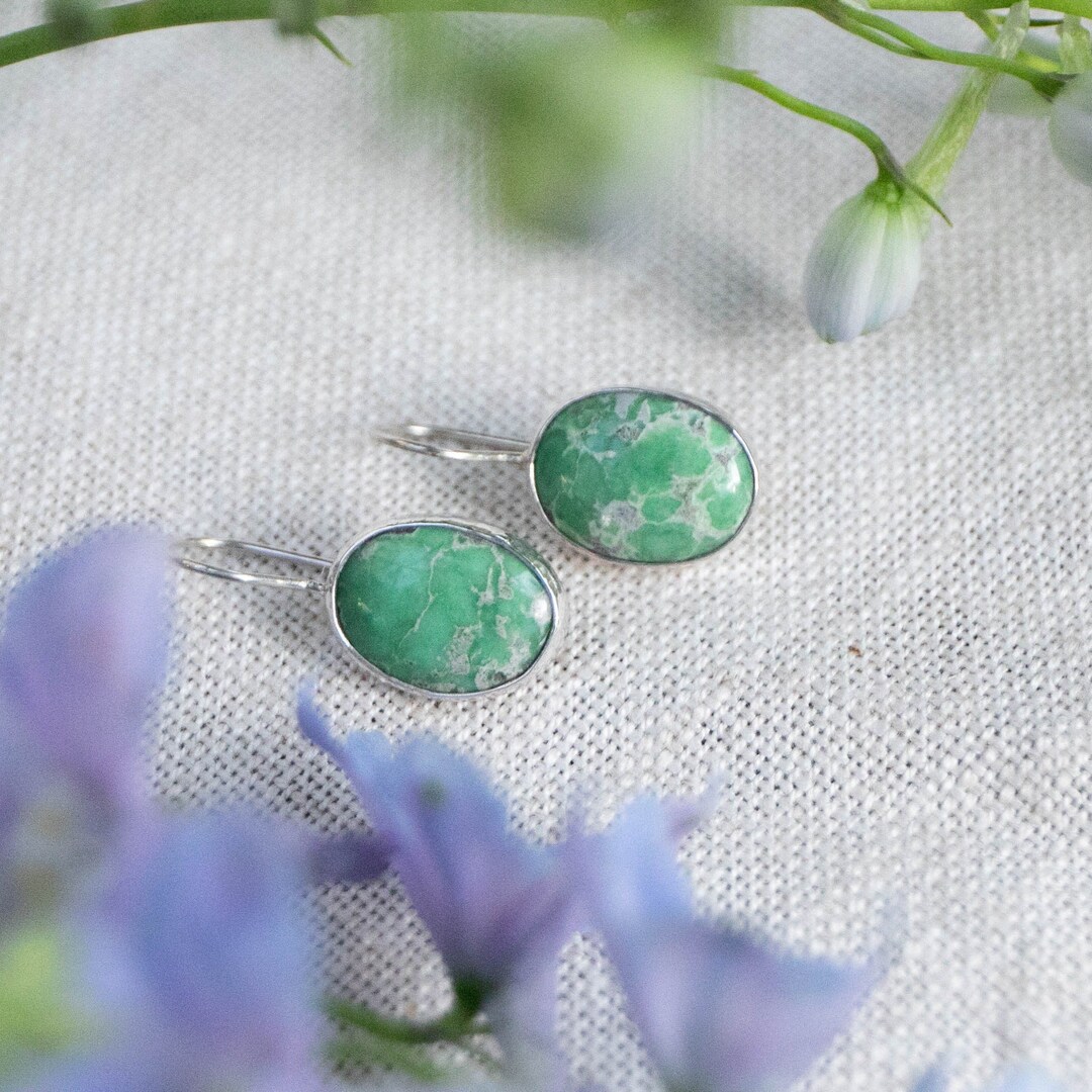 Varisicite Earrings in Beaten Sterling Silver - Etsy