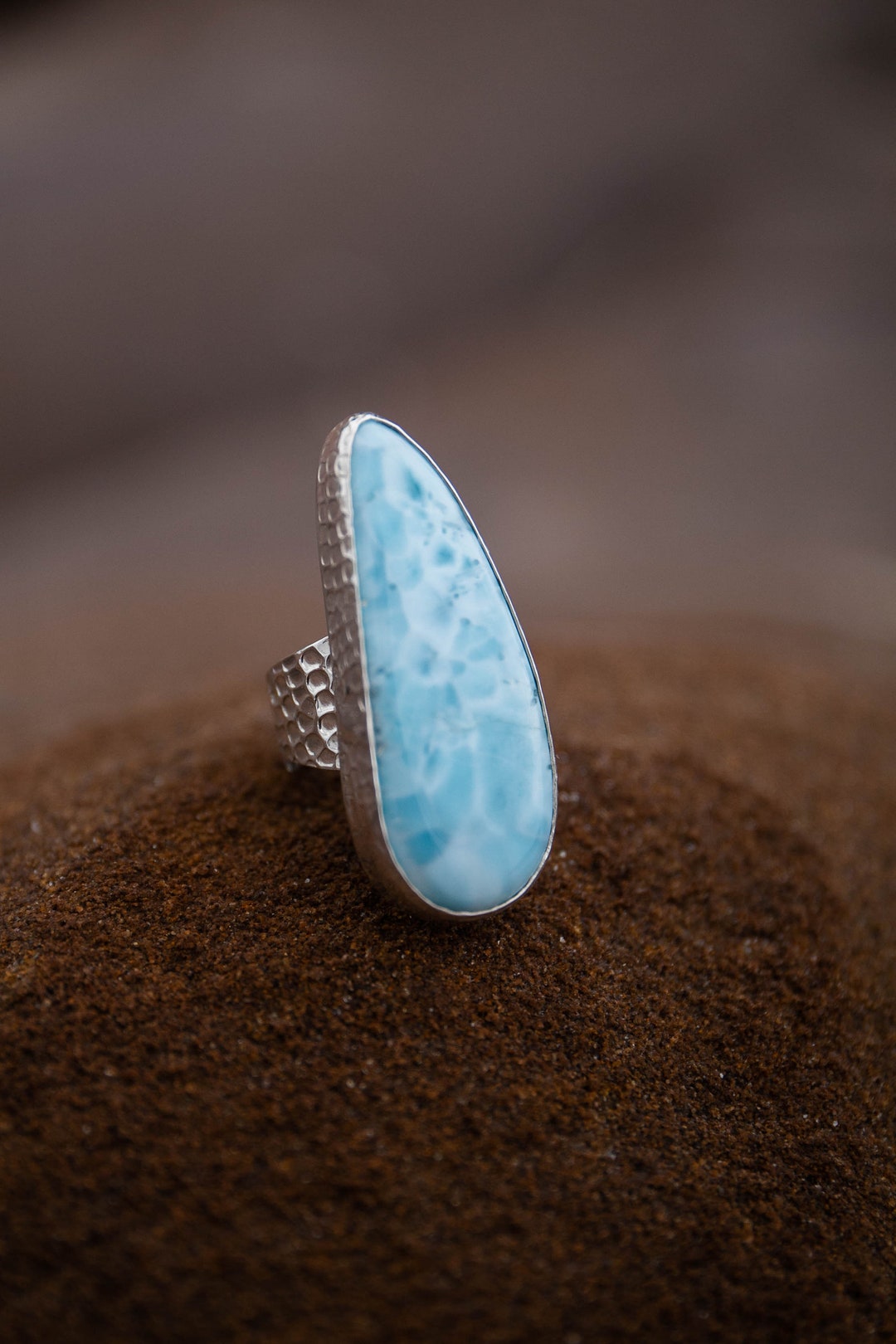 Stunning Statement High Grade Larimar or Pectolite Ring Set in - Etsy