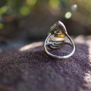 Lovely Green Teardrop Ocean Jasper Ring in Tribal Sterling Silver Size ...