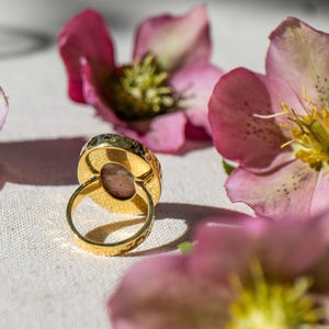 Pink Ocean Jasper Ring in 14k Gold Plated Sterling Silver - Size 8 US ...
