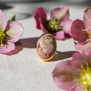 Pink Ocean Jasper Ring in 14k Gold Plated Sterling Silver - Size 8 US ...