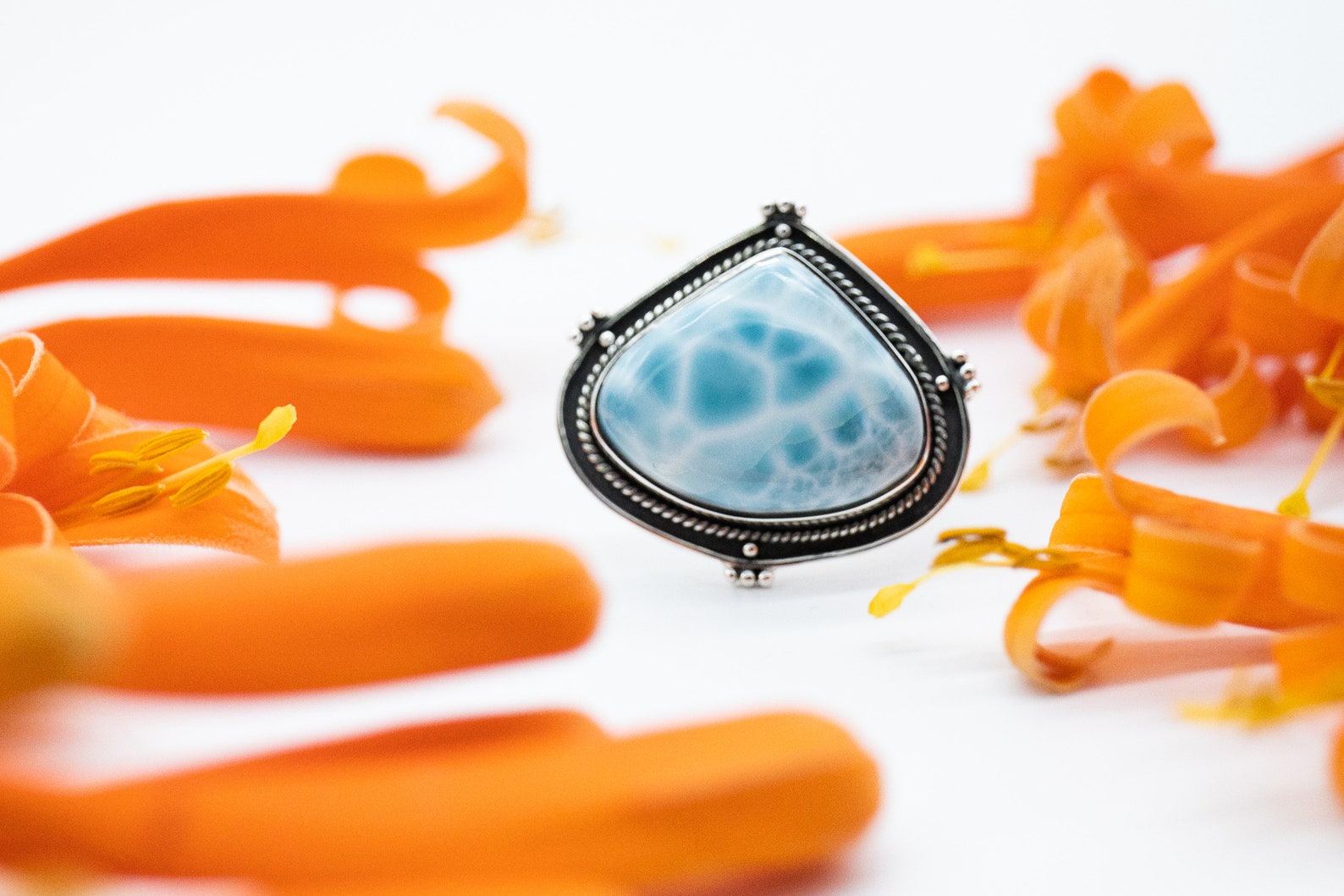 One of a Kind Unique Larimar Ring in Tribal Sterling Silver | Etsy