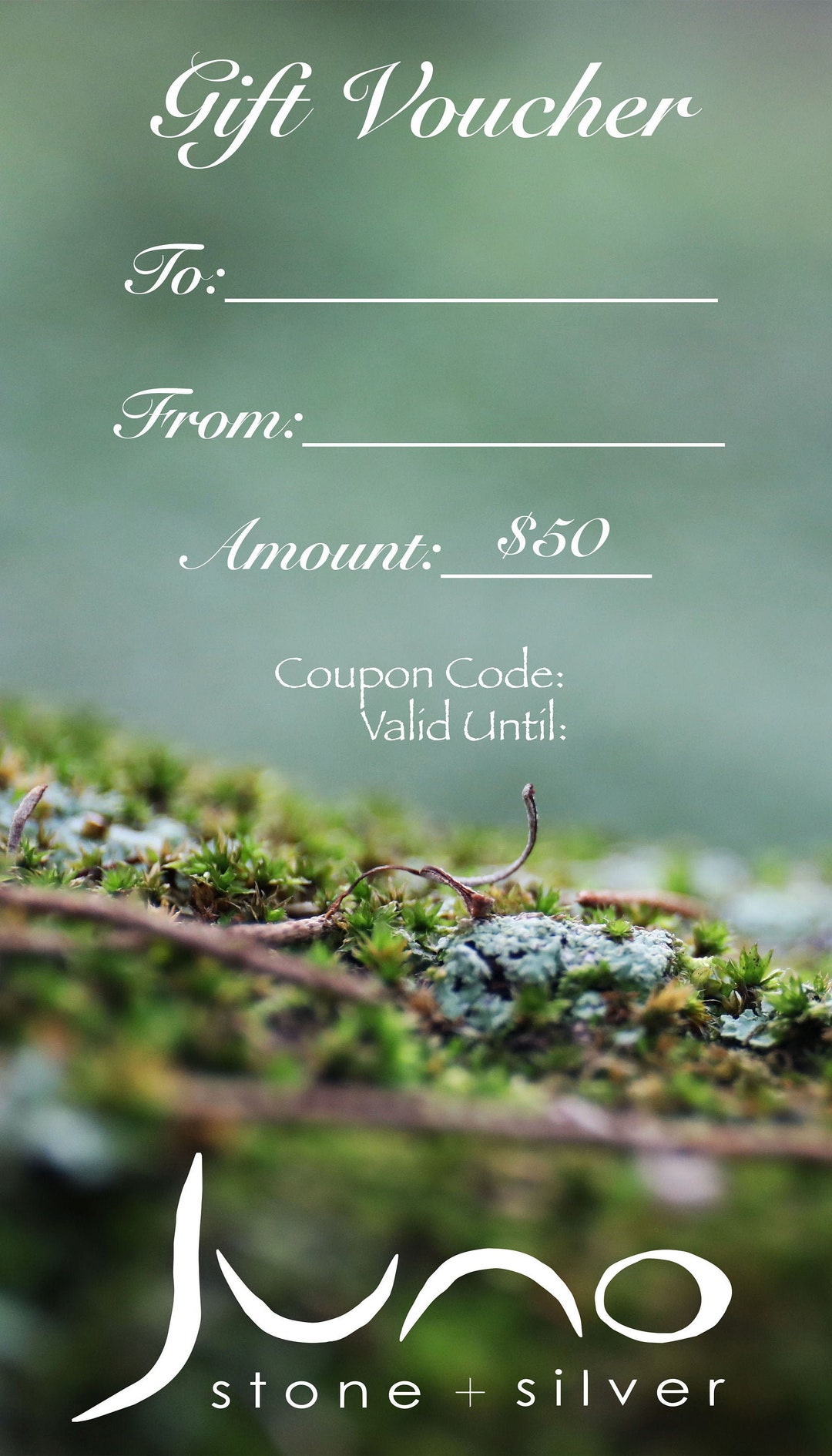 50 AUD Gift Voucher Juno Stone and Silver Gift Voucher - Etsy