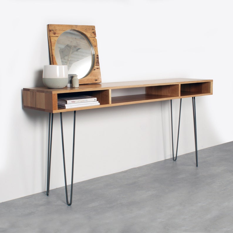 Extra Wide Console Table. Minimalist Solid Premium Oak Storage - Etsy