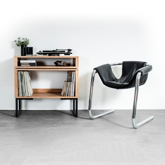 Solid Premium Oak Record Player Stand With Vinyl Storage on - Etsy