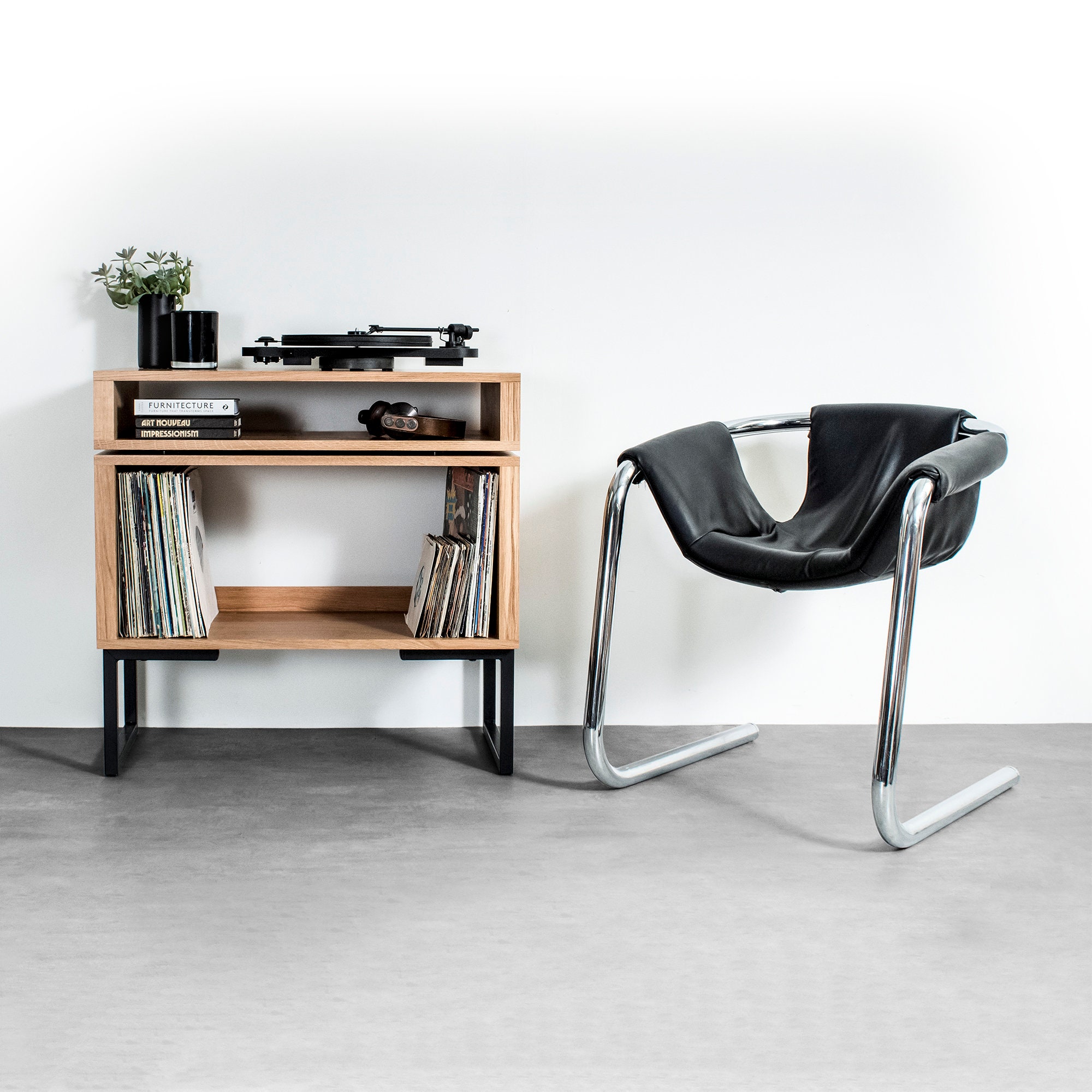 Solid Premium Oak Record Player Stand With Vinyl Storage on - Etsy