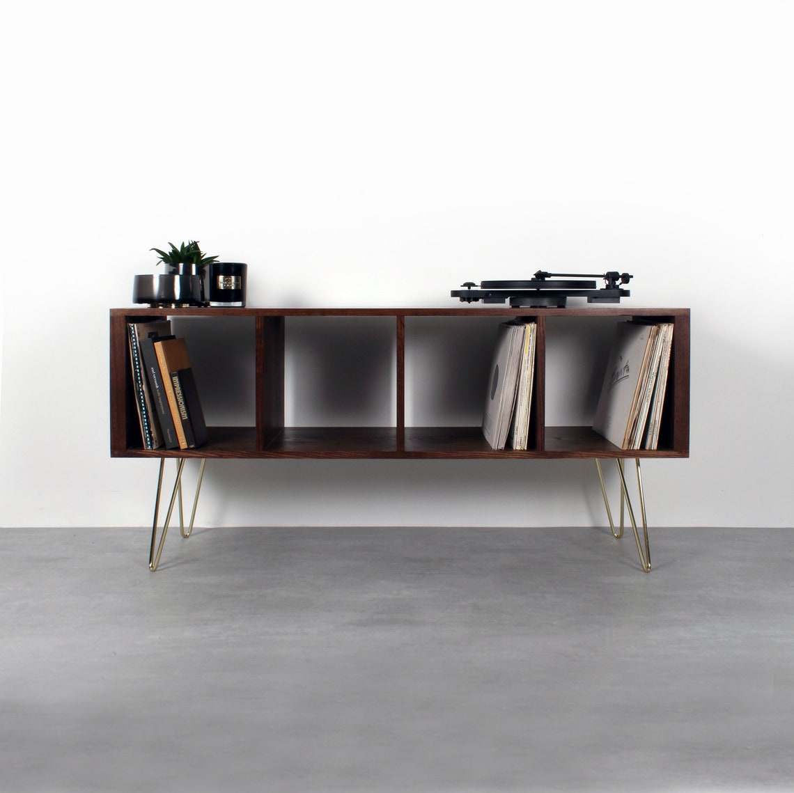 Vinyl Storage Record Player Stand on Hairpin Legs Large Solid - Etsy