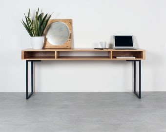 Console Table Desk Solid Oak Minimalist Mid Century Modern | Etsy