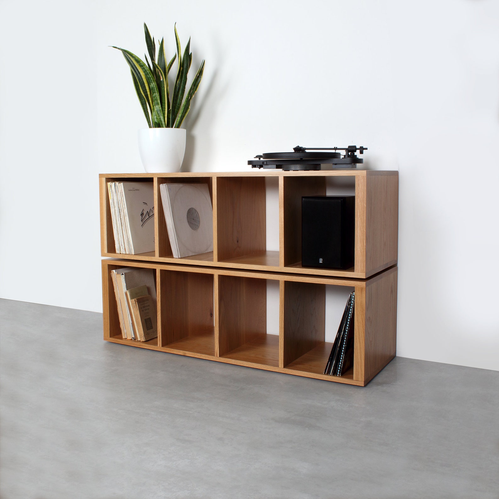 Solid Oak Vinyl Record Storage, Record Player Stand, "corston" Stacking ...