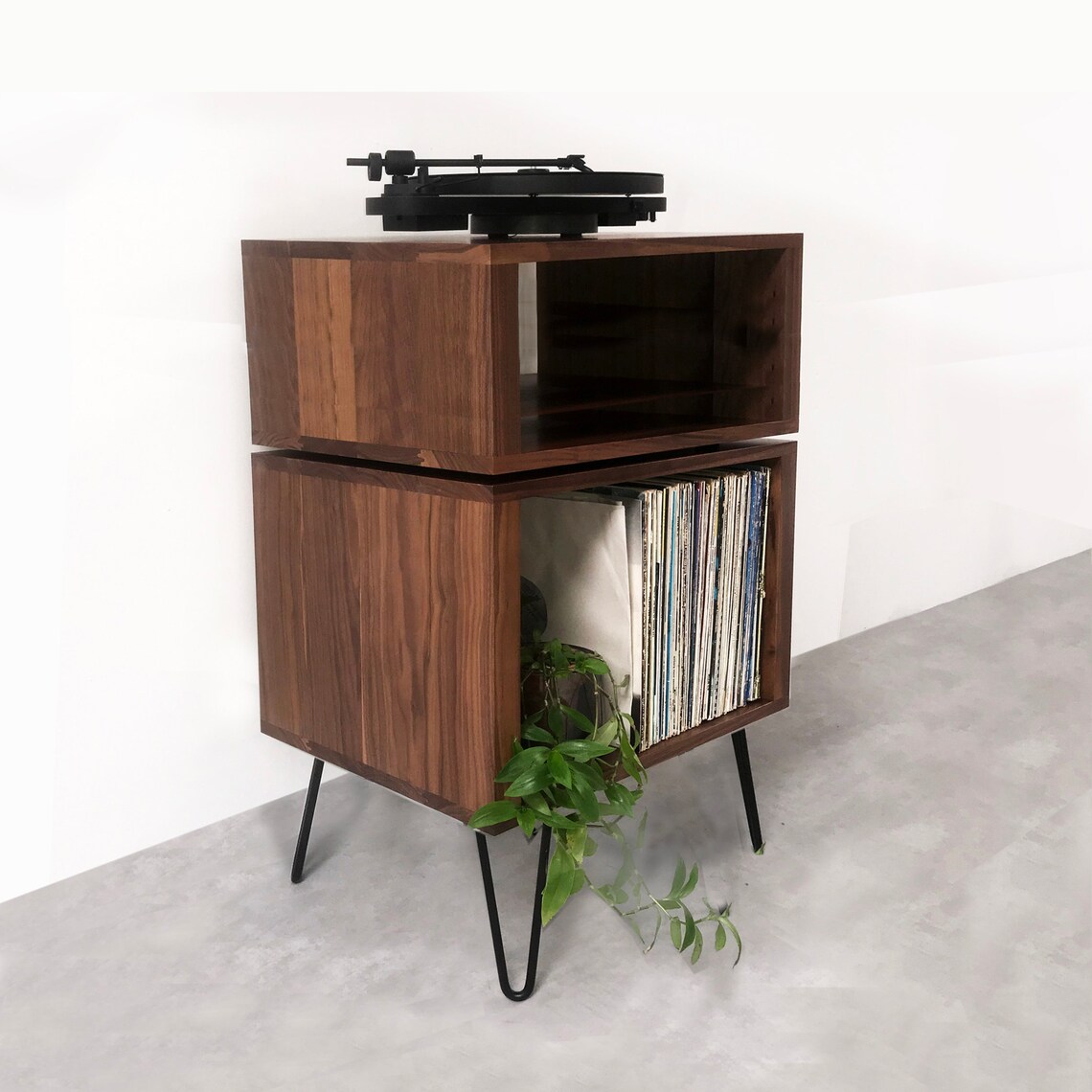 Tall European Walnut Record Player Stand Premium Solid Wood - Etsy