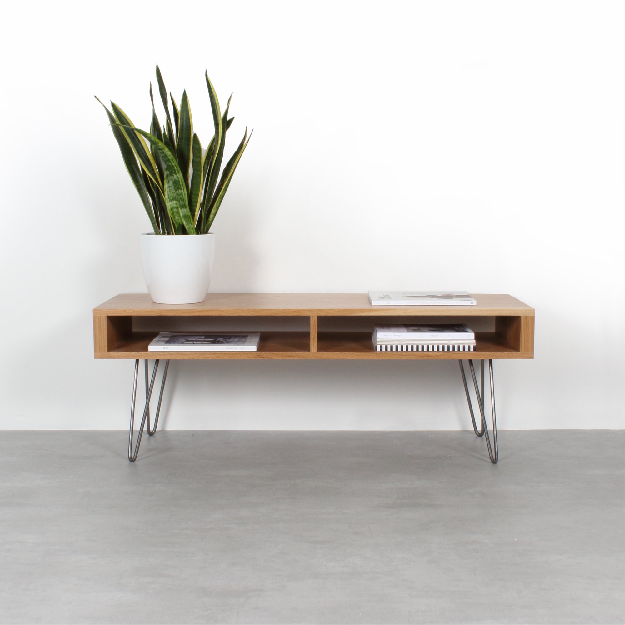 Oak Coffee Table, TV Stand, Bench, Solid Wood Scandinavian Mid Century ...