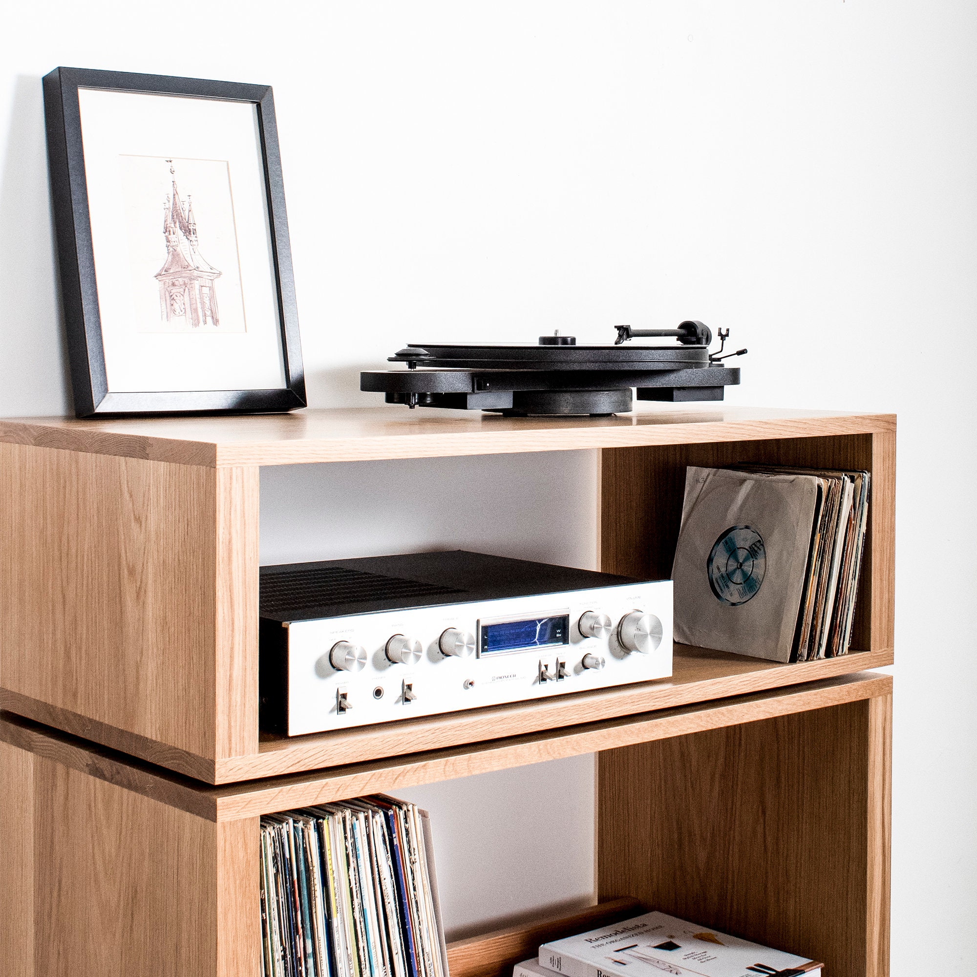 Tall European Oak Record Player Stand Premium Solid Wood - Etsy Canada