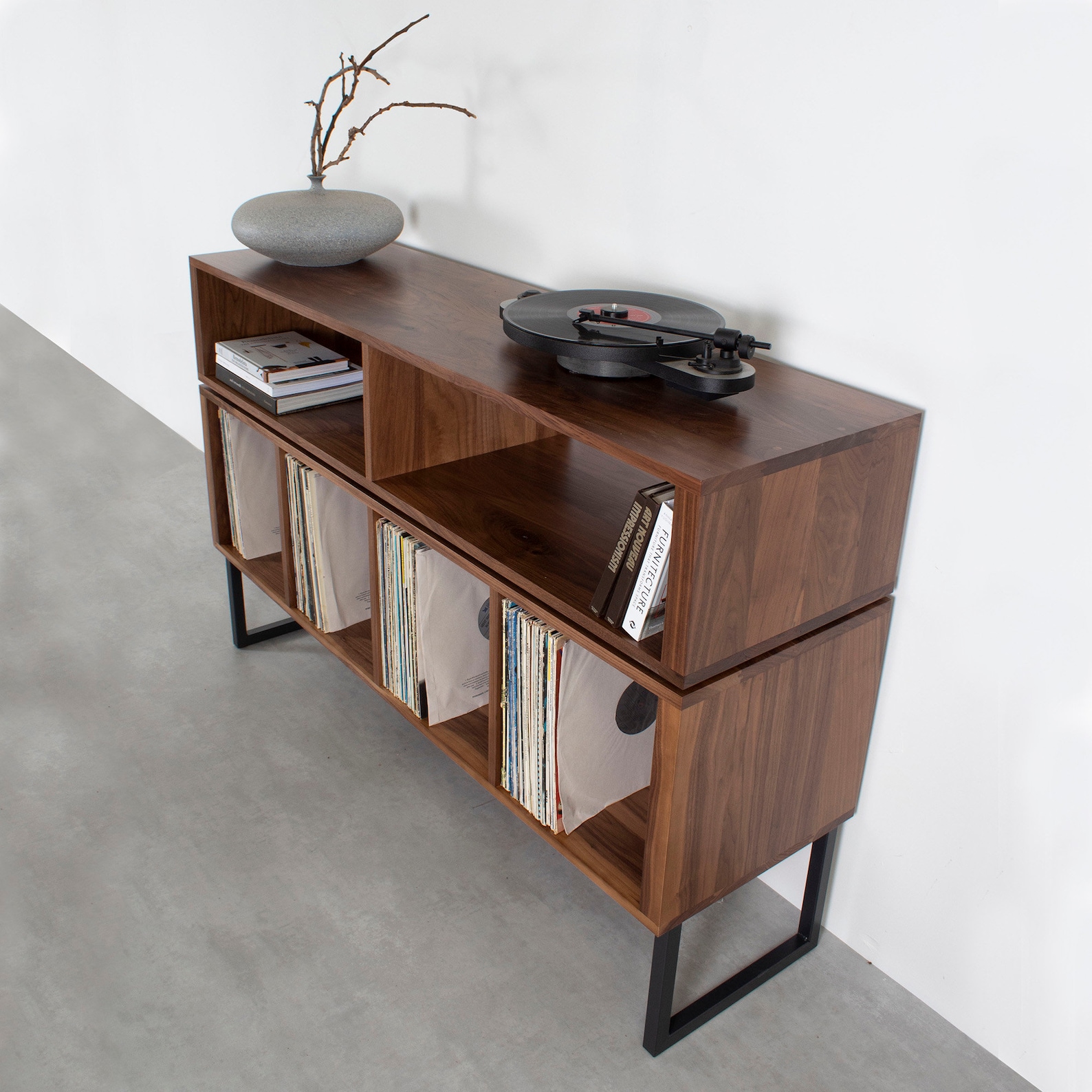Large Solid Walnut Vinyl Storage DJ Turntable Stand - Etsy UK