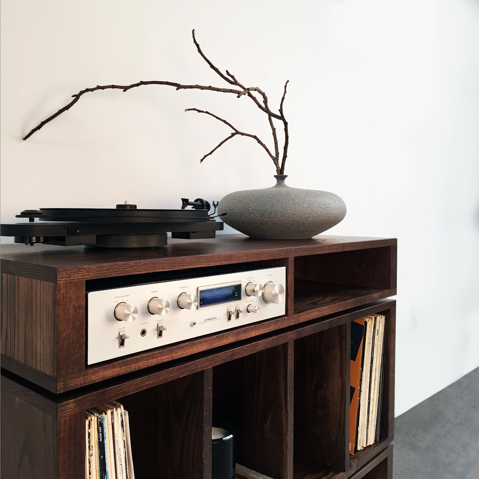 Turntable Stand With Vinyl Record Storage Solid Ash | Etsy UK