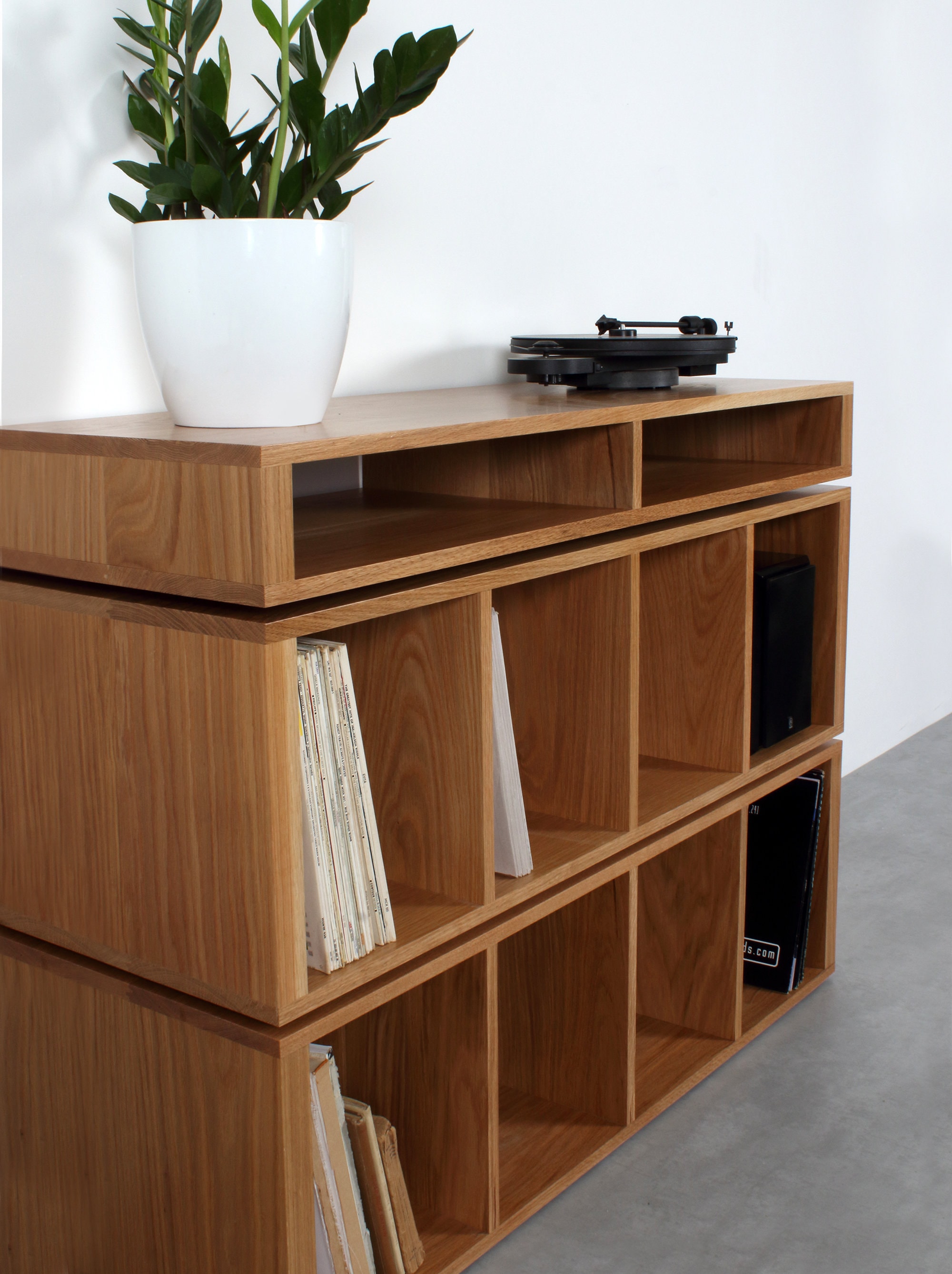 Turntable Stand DJ stand with Vinyl Record Storage Solid Oak | Etsy