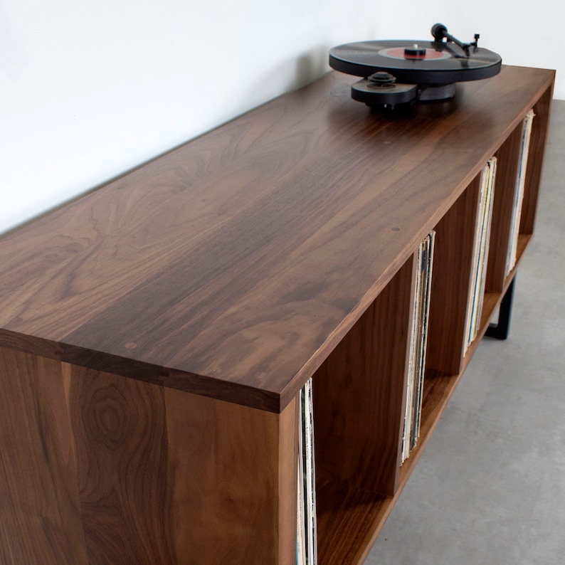 Large Walnut Vinyl Storage Record Player Stand, Solid Walnut on ...