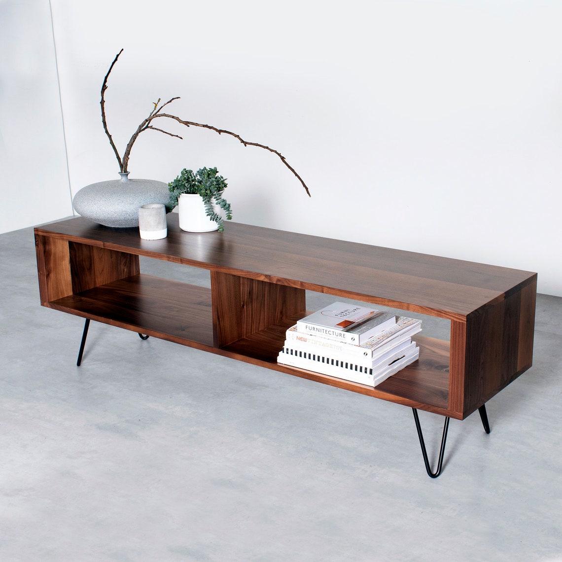 Solid Walnut Large TV Stand or Coffee Table With Storage on - Etsy