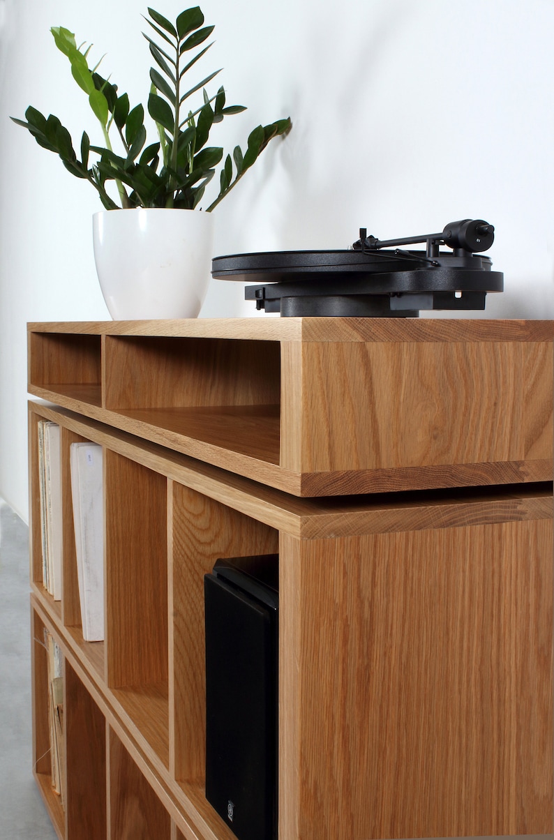 Turntable Stand DJ Stand With Vinyl Record Storage Solid Oak - Etsy ...