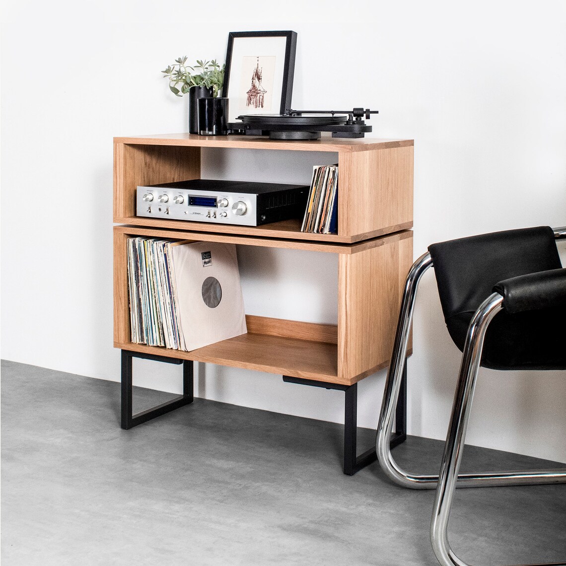 Tall European Oak Record Player Stand Premium Solid Wood - Etsy Canada