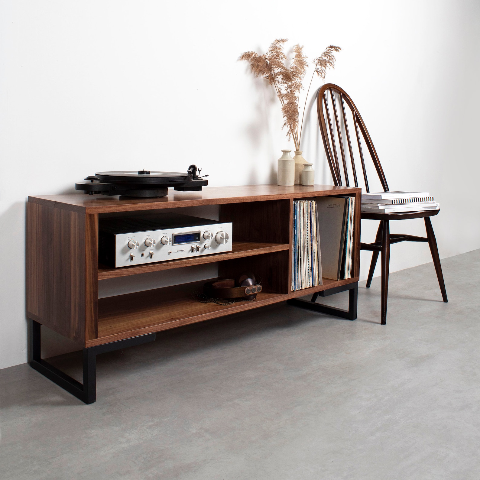 Walnut TV Stand or Record Player Stand Vinyl Storage Solid - Etsy