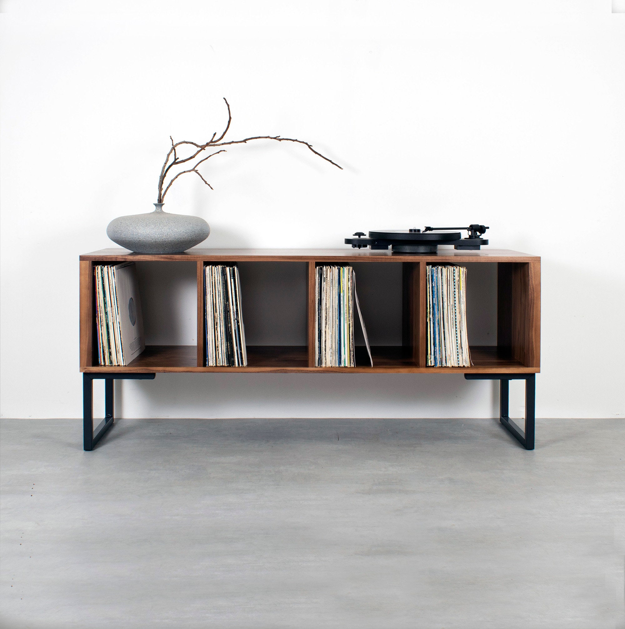 Large Walnut Vinyl Storage Record Player Stand Solid Walnut - Etsy UK