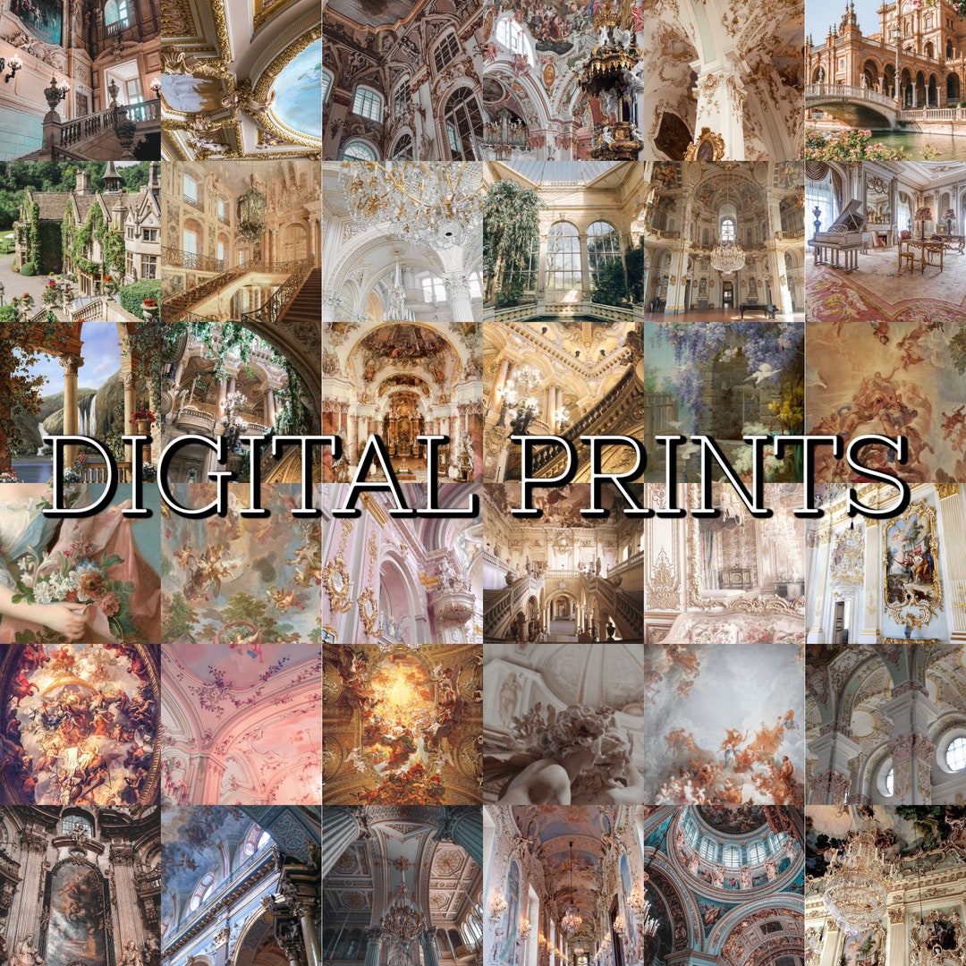 Baroque Castle Architecture & Renaissance Aesthetic Wall Collage Prints ...