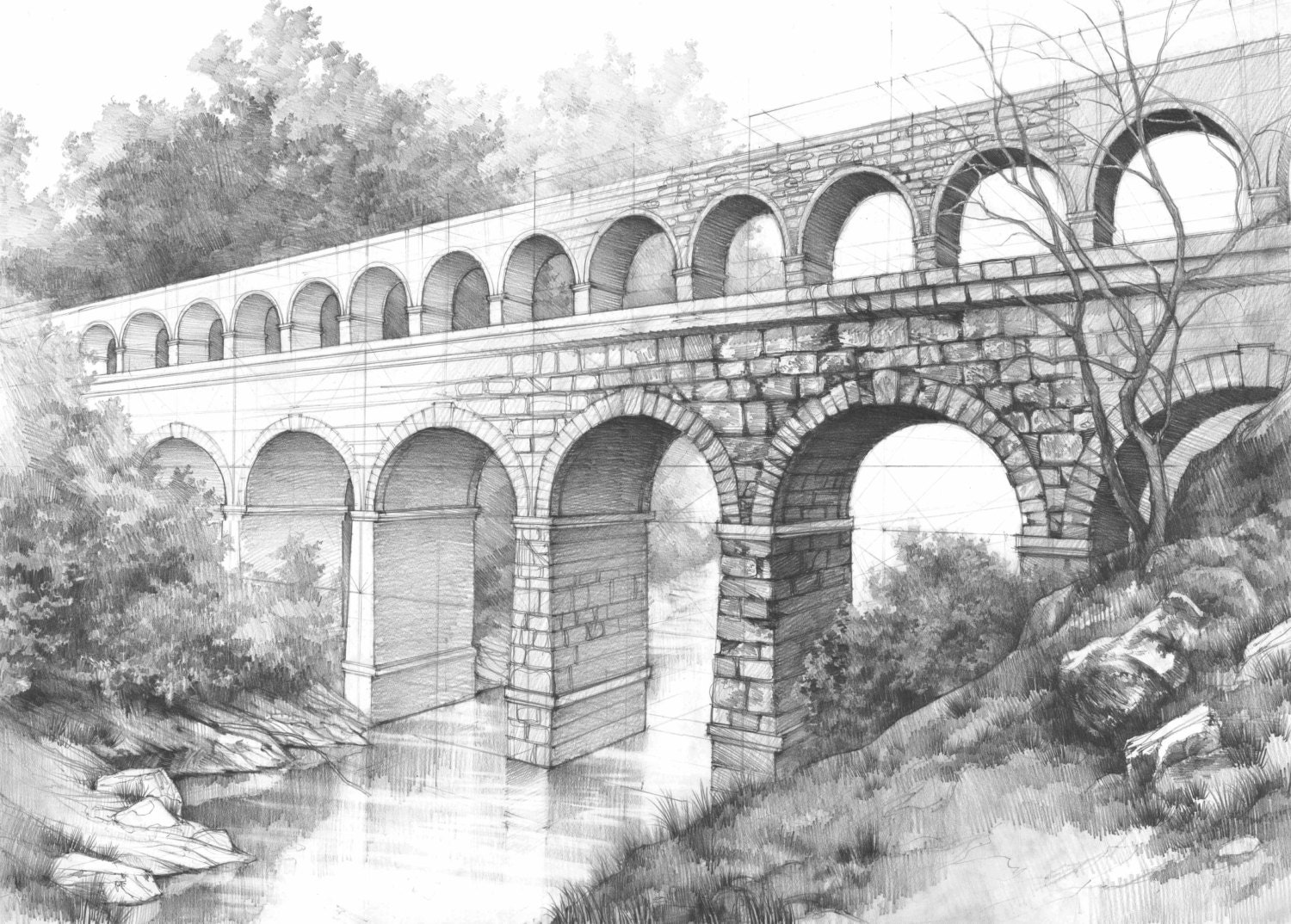 Roman Arch Bridge Sketch