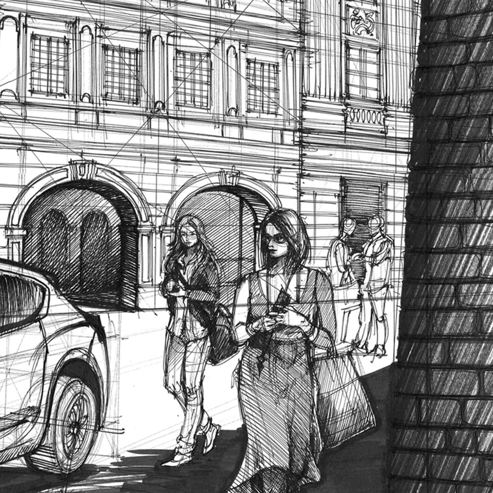 ORIGINAL Street Drawing by Katarzyna Kmiecik / Urban Sketch ...