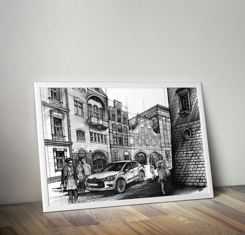 ORIGINAL Street Drawing by Katarzyna Kmiecik / Urban Sketch ...