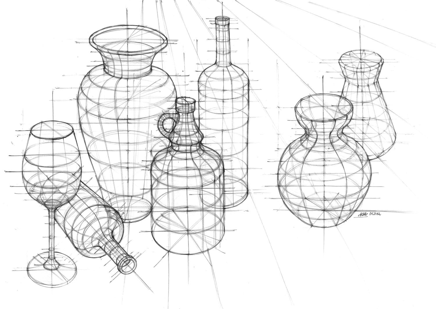 Wine Bottle Drawing Perspective