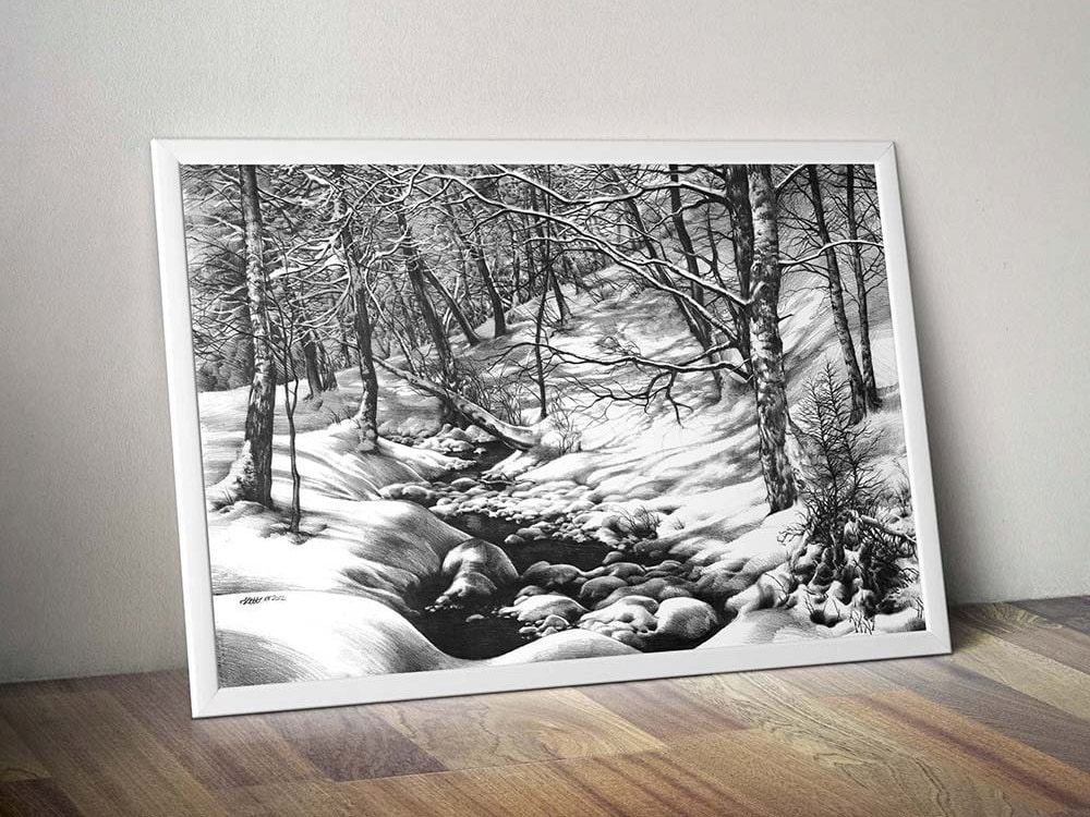 Winter Drawing Art Print Winter Landscape Pencil Drawing Winter Trees ...