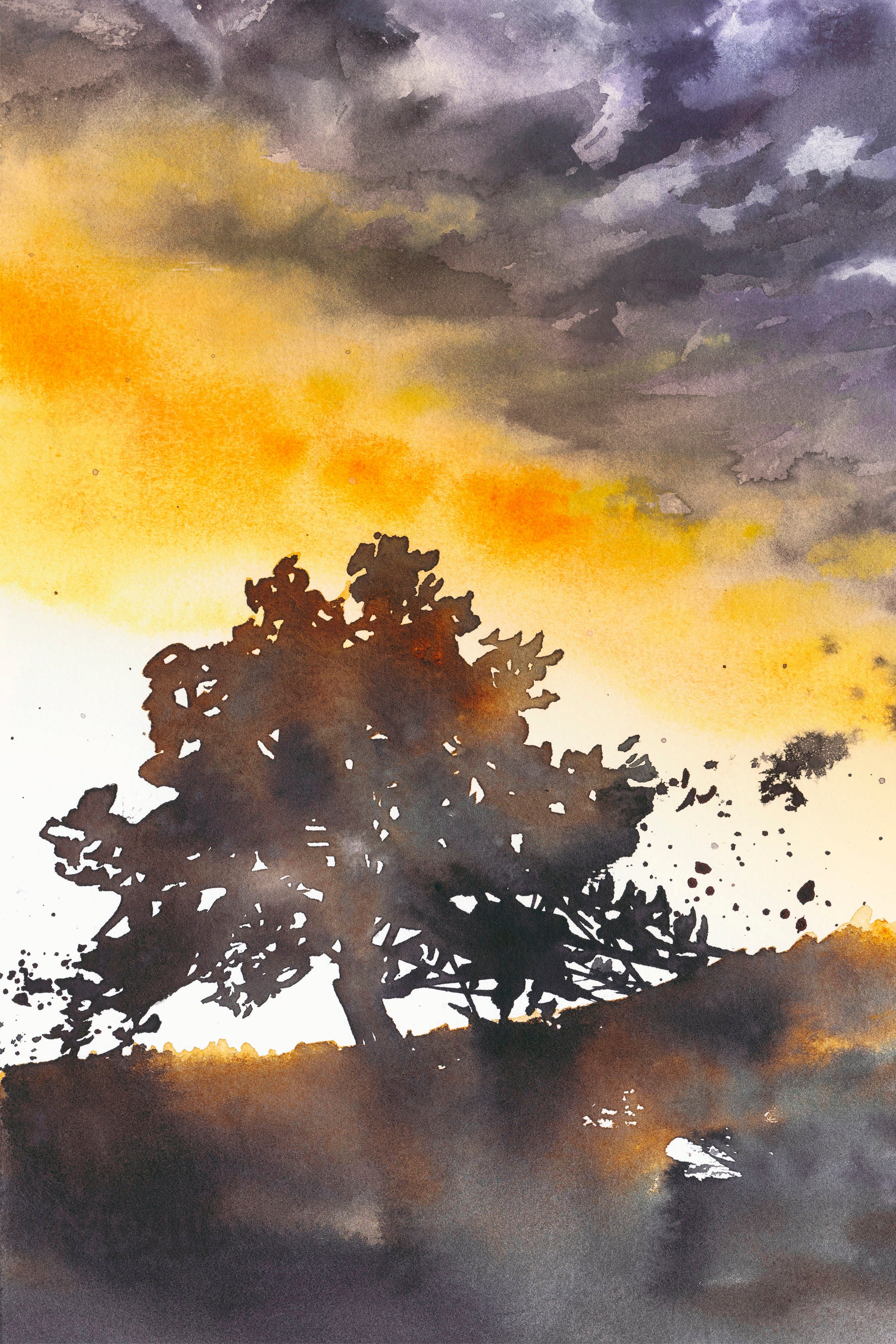 Storm Clouds Watercolor Painting Aquarelle Clouds | Etsy