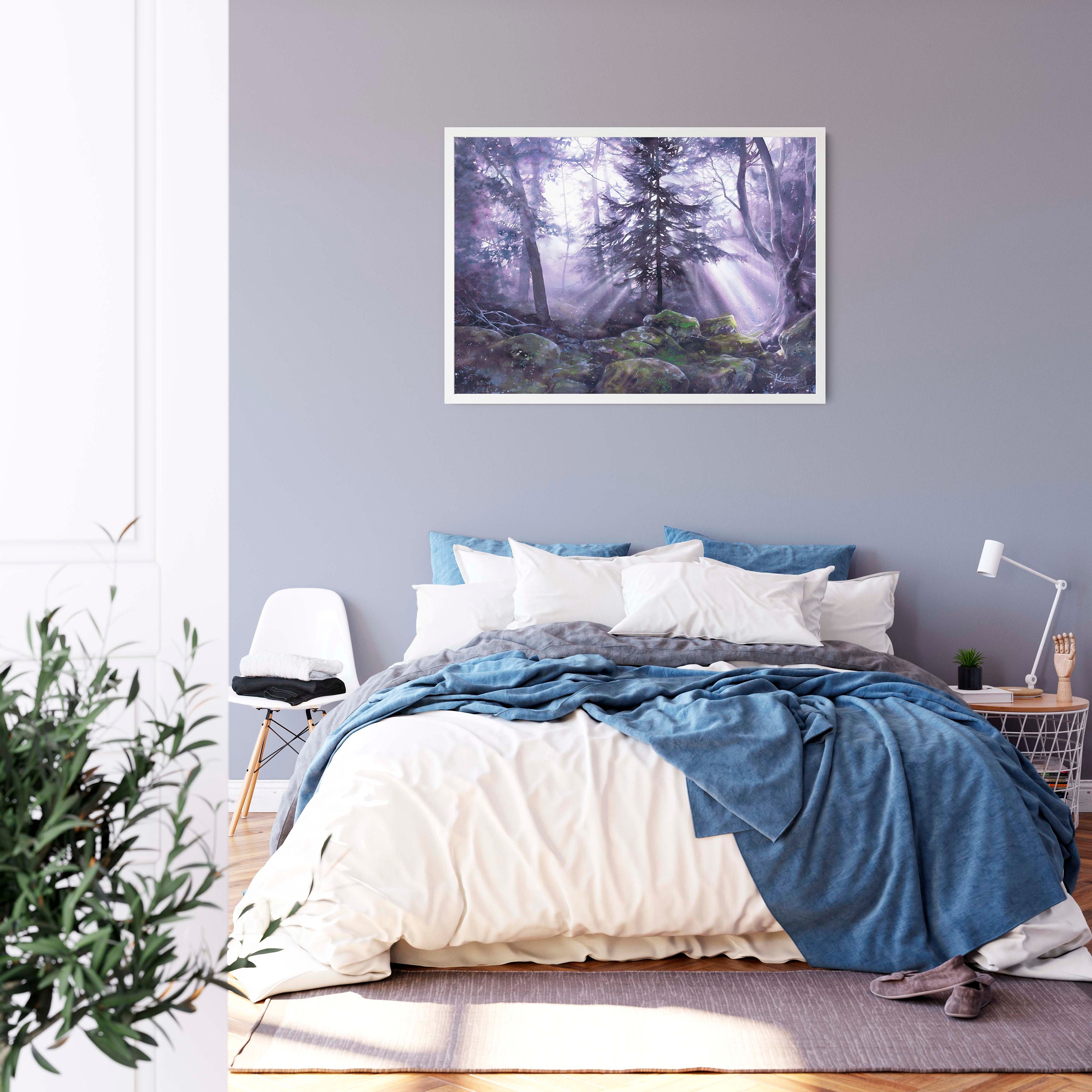 Misty Trees Watercolor Painting Aquarelle Originale Original | Etsy